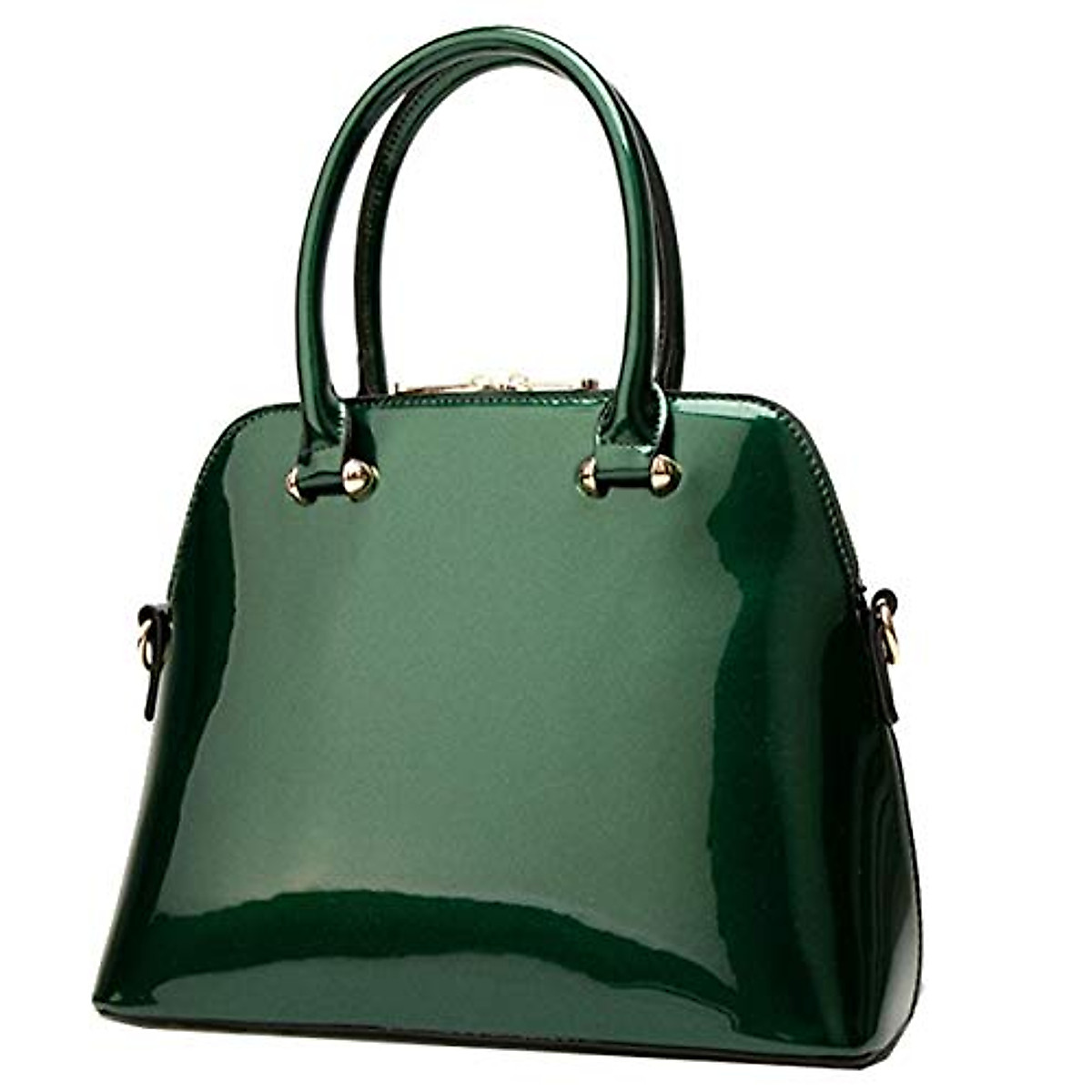 Yan Show Women's Patent Leather Totes Elegant Handbag Evening Bag Large Capacity Top Handle Purse Shell Bag Green