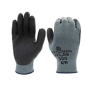 SHOWA Atlas 300B Natural Latex Palm Coated General Purpose Work Glove, Black, Large (Pack of 12 Pair)