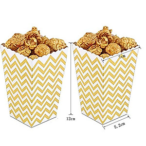 Enenes Popcorn Boxes 36 PCS Cardboard Candy Containers Gold Candy boxes for Birthday Party Baby Shower Wedding Fiesta Dessert Tables Party Supplies