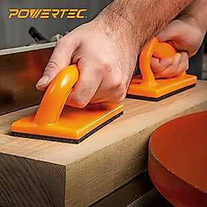 POWERTEC 71032 Safety Push Block Set for Woodworking, Table Saws, Jointers and Router Tables, Orange Color, 2-Pack