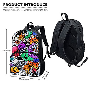 ZOCANIA Funny Backpack Hip Hop Backpack for Kids Girls Boys with Ipad Compartment and Front Pocket, Laptop Backpack Back To School