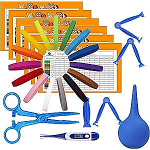 Puppy Kitten Whelping Kit, Newborn Dogs Cats Pet Whelping Kit with 6 Record Keeping Charts Puppy Collars Bulb Aspirator Cord Clamps