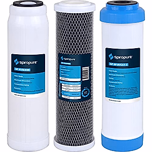 SpiroPure SP-RV325 3-Stage RV Water Filter Replacement Cartridge Set - Sediment Carbon 0.02 Micron Ultrafiltration Hard Water Chlorine Chloramine Lead Heavy Metal PFOA PFAS