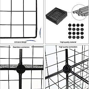 C&AHOME Wire Cube Storage, 9-Cube Organizer Metal, Wire C Grids Storage, Storage Bins Shelf, Modular Bookshelf, Closet Cabinet Ideal for Home, Living Room, Office 36.6”L x 12.4”W x 48.4”H Black