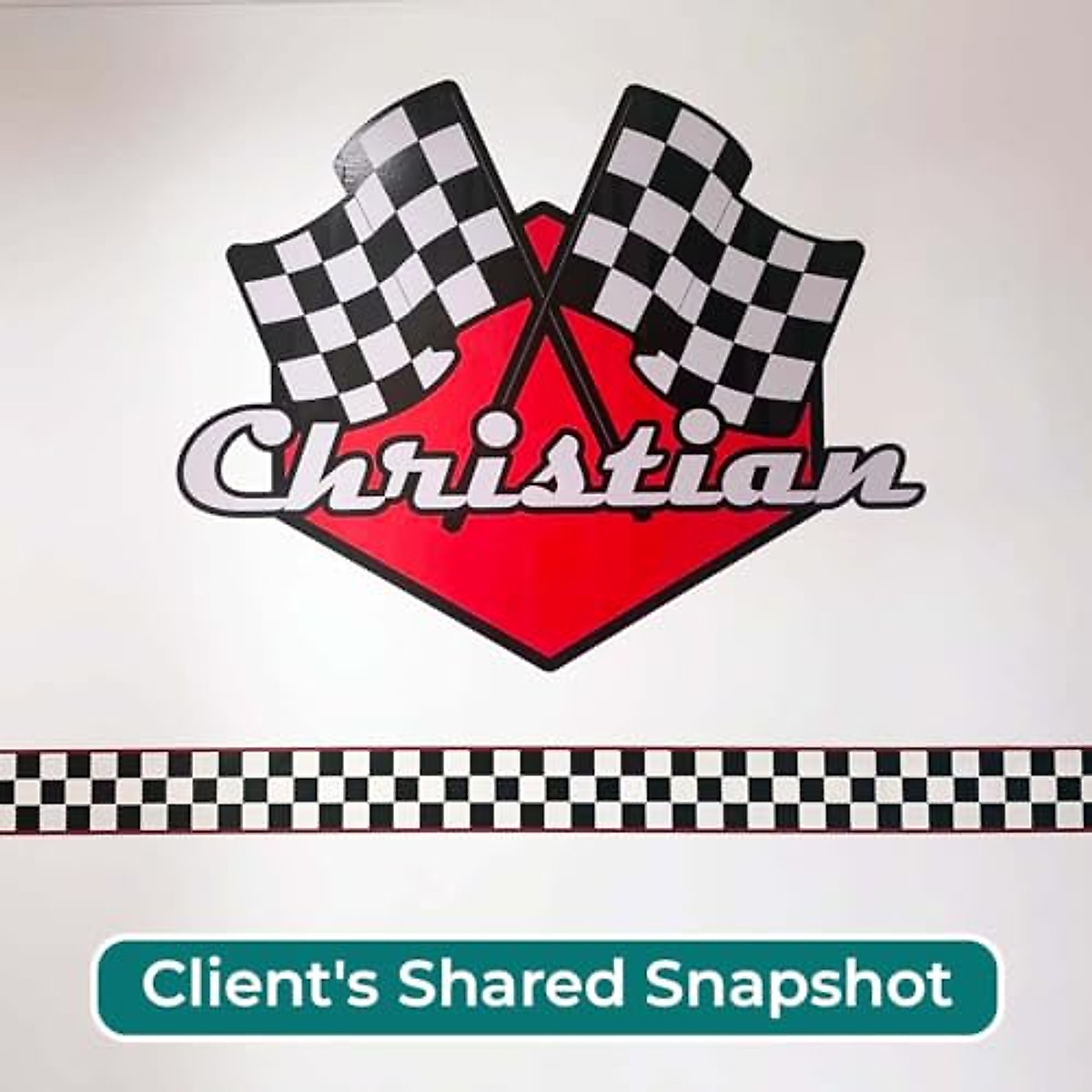 Race Flag Name Wall Decal - Personalized Wall Art for Boys, Baby, and Kids - Custom Name Wall Decal with Race Car Theme - Checkered Flag Wall Stickers - Wall Letters Decor for Bedroom