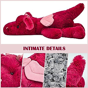 Gisqis Fire Dragon Plush 0.6lb 18" Soft Dragon Stuffed Animal Giant Cute Stuffed Red Dragon Plush Pillow Birthday Gifts for Kids