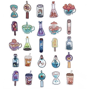 50PCS Aesthetic Weirdcore Stickers Cute Fantasy Kawaii Y2K for Water Bottle/Phone Kids Anime Fairycore Korean Asian Drink Fruit Potion Sticker Computer Scrapbooking Planner School Locker Chrismas Deco