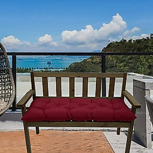 Shapeazy Outdoor/Indoor Waterproof Bench Cushion,Non-Slip Bench Pads with Ties Swing Chair Tatami Cushion,Bench Cushions for Patio Backyard Porch Garden Wicker Furniture (39.4*19.7inch, burgundy)