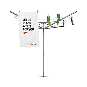 Brabantia Topspinner Outdoor 4 Arm Spinning Clothesline Rotating, Folding Clothes Drying Rack + Ground Spike, 164 Feet, Metallic Gray