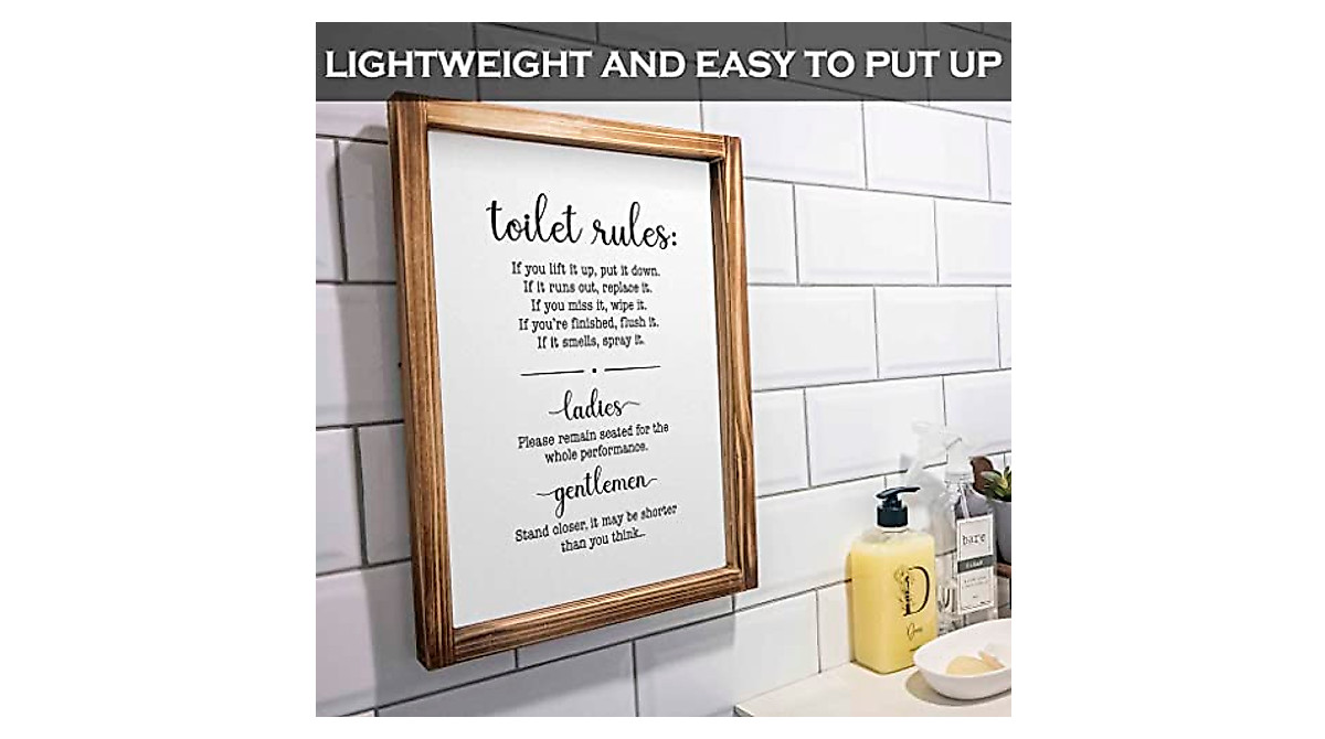 Toilet Rules Bathroom Sign 11x16 | Funny Farmhouse Decor
