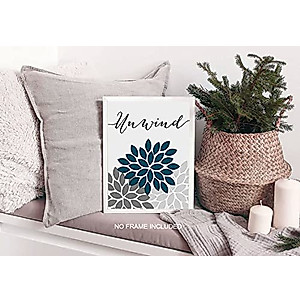 Relax Soak Unwind Breathe Bathroom Wall Decor, Bathroom Wall Art, Bathroom Pictures Wall Decor, Bathroom Decor Wall Art, Teal Blue Bathroom Decor, Bathroom Decor (Set of 4, 8X10in, Unframed)