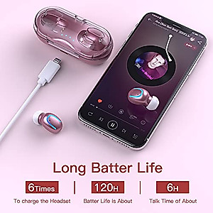 True Wireless Earbuds for Small Ears, Bluetooth Headphones 48h Playtime IPX7 Waterproof Sport Headphones in-Ear, with Mic Noise Cancelling for iPhone/Samsung/Galaxy for Men Women Rose Gold