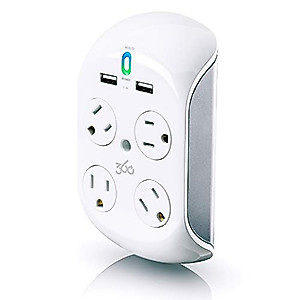 Revolve 2.4 4-Outlet Rotating Surge Tap w/ 2.4A 2-Port USB