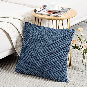 Fancy Homi 2 Packs Dusty Blue Decorative Throw Pillow Covers 18x18 Inch for Living Room Couch Bed, Rustic Farmhouse Boho Home Decor, Soft Corss Corduroy Twill Textured Square Cushion Case 45x45 cm