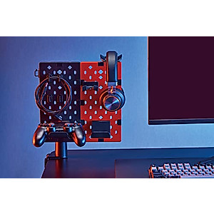 SUPERLIT Clamp-on Desk Pegboard Modular Gaming Accessory Holder for Controllers & Headphones Efficient and Tidy Clamp-On Desk Pegboard Gaming Station Cable Management