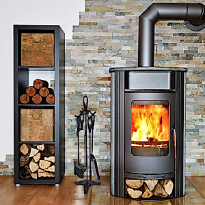 Tangkula Fireplace Set 5 Piece Rustic Heavy Duty Compact Wrought Iron Fire Place Tool Set with Pedestal Place, Hearth Tool, 25.5"