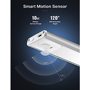 Wakodir 69 LED Under Cabinet Lighting, Motion Sensor Cabinet Light with 1800 mAh Battery, Wireless Rechargeable Night Light for Closet, Hallway, Stairs Cabinet, Kitchen, Wardrobe, Cupboard - 2 Pack