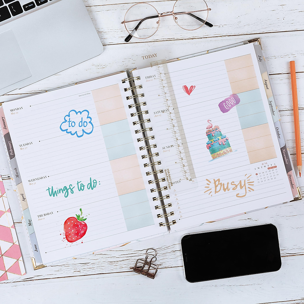 2024 Planner - Weekly & Monthly Planner 2024 with Tabs and Thick Paper, Jan 2024 - Dec 2024, Back Pocket with 15 Notes Pages + Gift Box - 8" x 10"