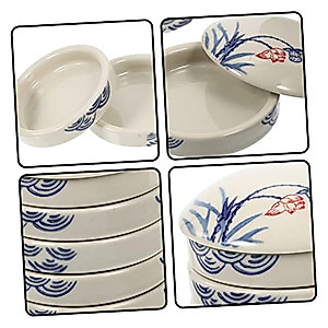 SEWACC 2 Sets Layer Ink Ceramic Students Mixers Plate Trays Porcelain Pigment Watercolor Coloring White Water A Holders Artist Tray Mixing Dish Lid Dishes Stacking Blue
