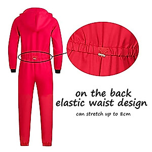 Fairycece Money Costume Heist Red Jumpsuit With Hood Women Casa De Papel La Men Coverall