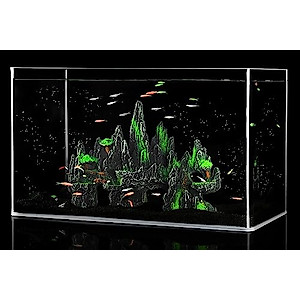 IBWell Aquarium Ornament Rock Cave Landscape, Artificial Mountain Hill View Stone with Moss, Fish Tank Decoration