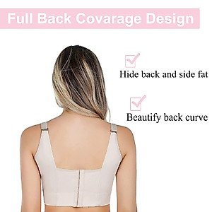 Fashion Deep Cup Bra Hides Back Fat Full Back Coverage Bra Bra with Shapewear Incorporated Plus Size Push Up Sports Bra (B, Nude, 38)