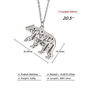 VASSAGO Stainless Steel Cute Polar Bear Necklace Engraved Mountain Forest Star Cabin Nature Animal Pendant (silver)