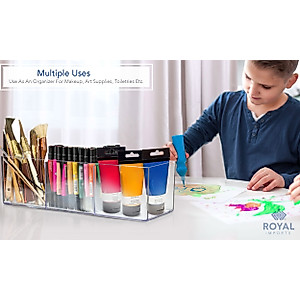 Royal Imports Clear Acrylic Kitchen Table Counter Organizer, Bathroom Decor Toilet Paper Holder, Tissue Tank Top Box, Decorative Storage Container with compartments - Art Supplies, Plants