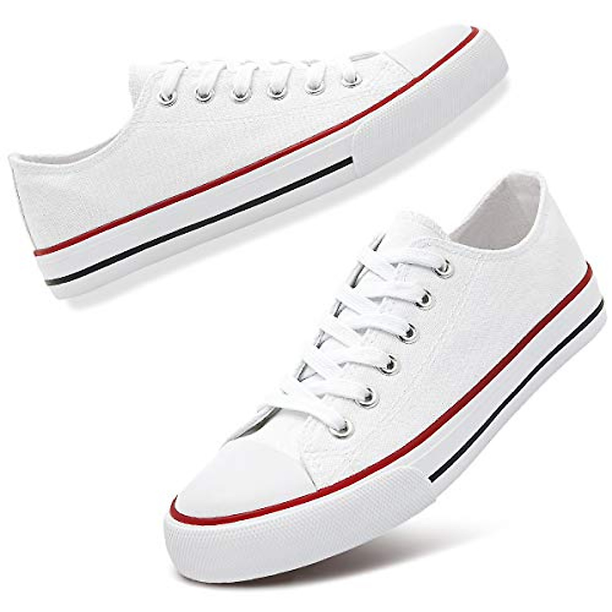 Women's Canvas Shoes Fashion Sneakers White Tennis Shoes Casual Slip on Shoes Floral Embroidered Low Top Sneakers(White.US5)