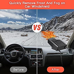2022 Newest Car Heater,12V 150W Portable 2-in-1 Heating/Cooling Fan with Plug-in Cigarette Lighter Windshield Fast Heating Defrost Defogger 360° Rotary Base for Car Truck SUV RV Trailer