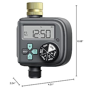 RAINPOINT Sprinkler Timer with 3 Different Programs, Waterproof Hose Timer Brass Inlet, Water Timer with Rain Delay/Manual/Automatic Irrigation Timer System, 1 Outlet