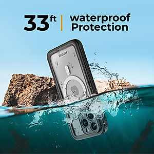 MOTIVE Waterproof Case for iPhone 15 Pro Max, Built-in Screen Protector, Compatible with MagSafe, Dustproof, Shockproof, Complete 360° Water Resistance case for iPhone 15 Pro Max 6.7" | Black