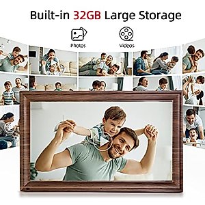 Digital Photo Frame 16 Inch WiFi Digital Picture Frame IPS HD Touch Screen Smart Cloud Photo Frame with 32GB Storage, Auto-Rotate, Share Photos or Videos Instantly from Anywhere via Frameo App
