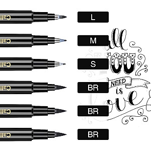AKARUED Calligraphy Pens kits for Beginners - 6 Pack Calligraphy Pen, Modern Caligraphy Brush Pen Set for Writing, Journaling, Drawing, Letter for Adults, Markers, Hand Lettering Pens, Back To School