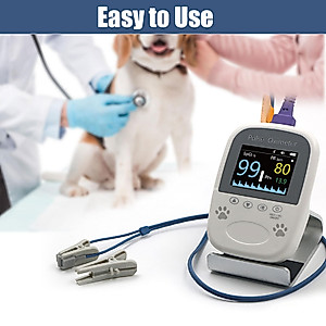 Veterinary Pulse Oximeter for Dogs,Handheld Animal Oxygen Monitor,Bluetooth Veterinarian Spo2 Monitoring Machine for Pet Canine &C at Tongue Probe,Easy to use & Accurate,Battery Powered (Not Included)