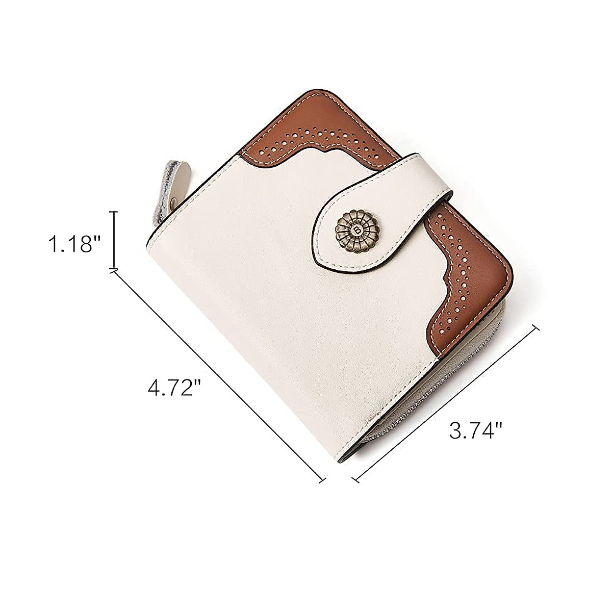 BOSTANTEN Leather Laptop Backpack Purse Casual College Casual Bags Daypack Beige-White and Leather Wallets for Women RFID Blocking Zipper Pocket Small Bifold Wallet Card Case White