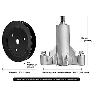 Replacement 130794 Spindle 153535 Pulley Compatible with Craftsman Mower - Spindle Assembly with Pulley Compatible with Craftsman LT1000 LT2000 DYT4000 42" Deck Tractor, HU, Poulan Pro Riding Mower