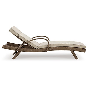 Signature Design by Ashley Beachcroft Outdoor Chaise Lounge with Cushion, 30" W x 79" D x 40" H, Dark Brown & Beige
