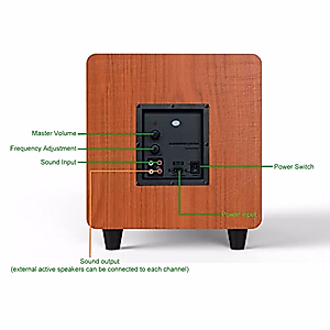 Luqeeg Subwoofer Speaker, 100‑240V Heat Dissipation 10 Inch Powered Subwoofer Easy Operation 300W Synthetic Fiber Wood for Indoor (US Plug), LUQEEG3GW6ZE2SHO-13