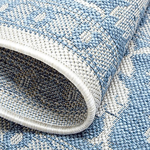 Nicole Miller New York Patio Country Ayana Transitional Border Indoor/Outdoor Area Rug, Grey/Blue, 3'11"x5'2"