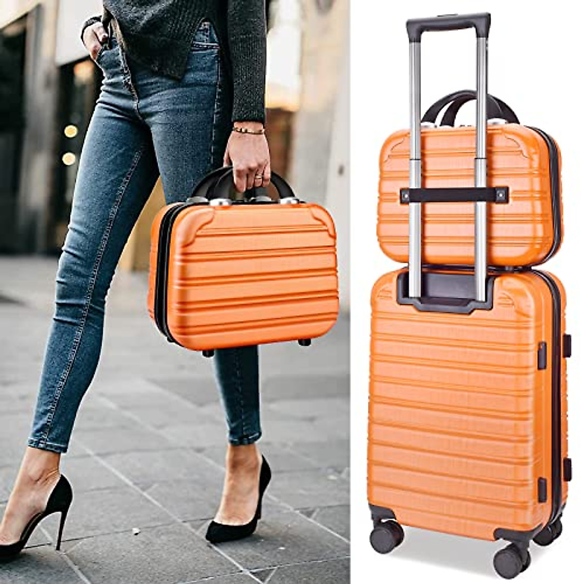 Feybaul Luggage Set 2PCS Suitcase PC+ABS Carry On Luggage with Spinner Wheel