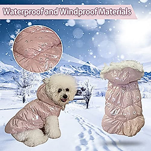 Dog Coat Dog Puffer Jacket Dog Snowsuit with D-Ring and Dog Lash Cat Dog Coats for Small Puppy Dogs Boy Girl Dog Hoodie Clothes Waterproof Windproof Warm Soft Fleece Dog Winter Coat Pink M