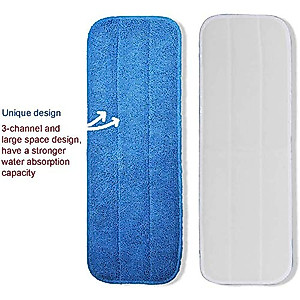 Microfiber Replacement Mop Pad, 18" x 6" Wet & Dry Home & Commercial Cleaning Refills, Reusable Floor Mop Pads (6 Pack)