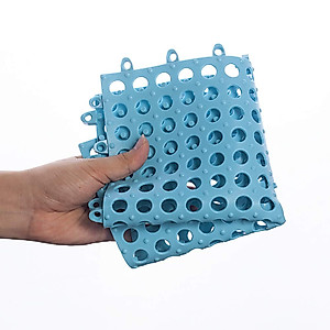 12PCS Interlocking Soft PVC Floor Tiles, No-Slip Pool Shower Bathroom Kitchen Mat with Drain Hole 11.75'' x 11.75'' Decking Tiles Outdoor and Indoor