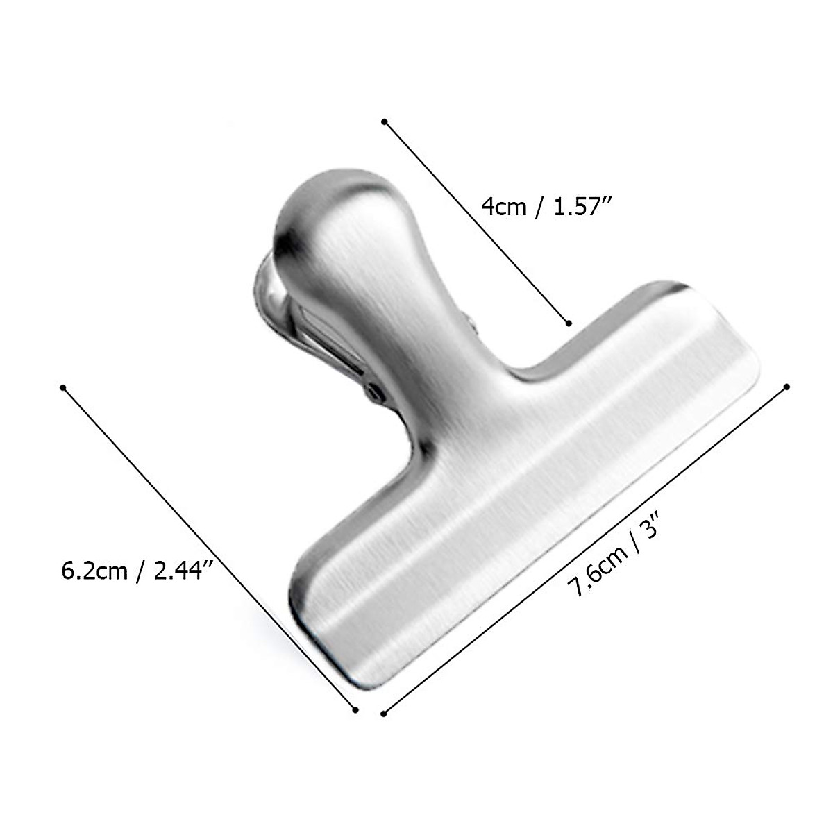10 pcs Stainless Steel Chip Bag Clips, CNYMANY 3 Sizes 4.7" 3" 1.6" Heavy Duty Air Tight Seal Grip Coffee Food Bag Clamps for Office Kitchen Home Use
