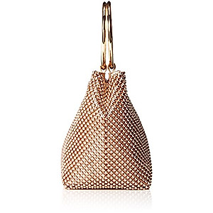 Jessica McClintock womens Jessica Mcclintock Gwen Ball Mesh Ring Wristlet Pouch Clutch Evening Bag, Rose Gold, One Size US