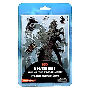 WizKids D&D Idols of The Realms: Icewind Dale Rime of The Frostmaiden - Young Adult White Dragon - 2D Set