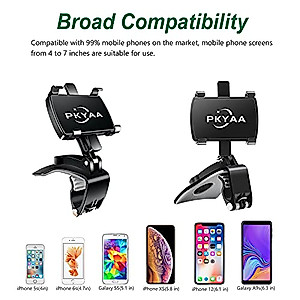 PKYAA Car Dashboard Phone Holder, Rotating Dashboard Clip Cell Phone Holder, 360-Degree Rotation Mobile Clip Stand for 4 to 7 inches Smartphones