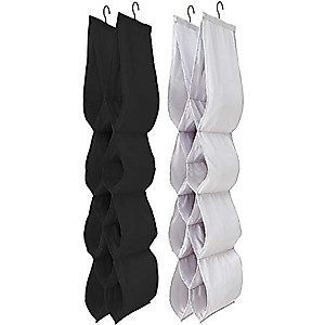 JUNELILY Heavy-Duty Hanging Handbag Organizer | Polyester-Made with 11 Pockets (2PK Black & Gray)