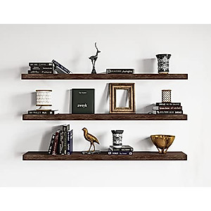 SHUAIAIW 36 inch Floating Shelves Wall Shelf Set of 2, Hanging Shelves with Hide Embedded Brackets, Real Natural Solid Wood Large Floating Shelf for Wall Organizer and Home Decor